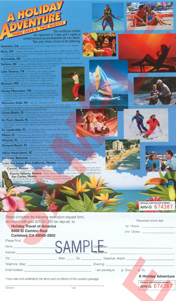 World Travelers of America:. Travel Certificate